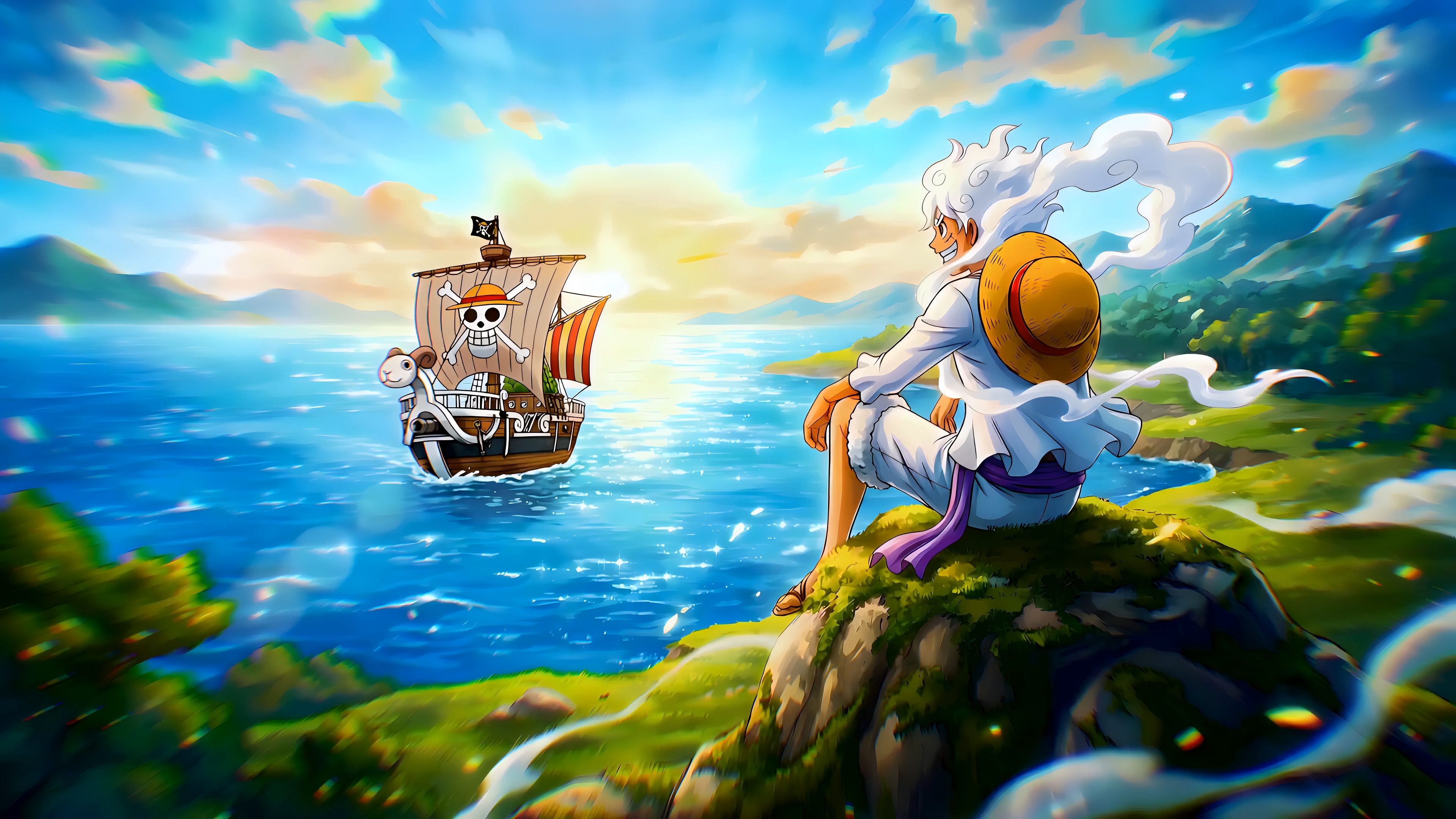 Monkey D. Luffy Gear 5 Watching the Thousand Sunny | One Piece 4K Live ...