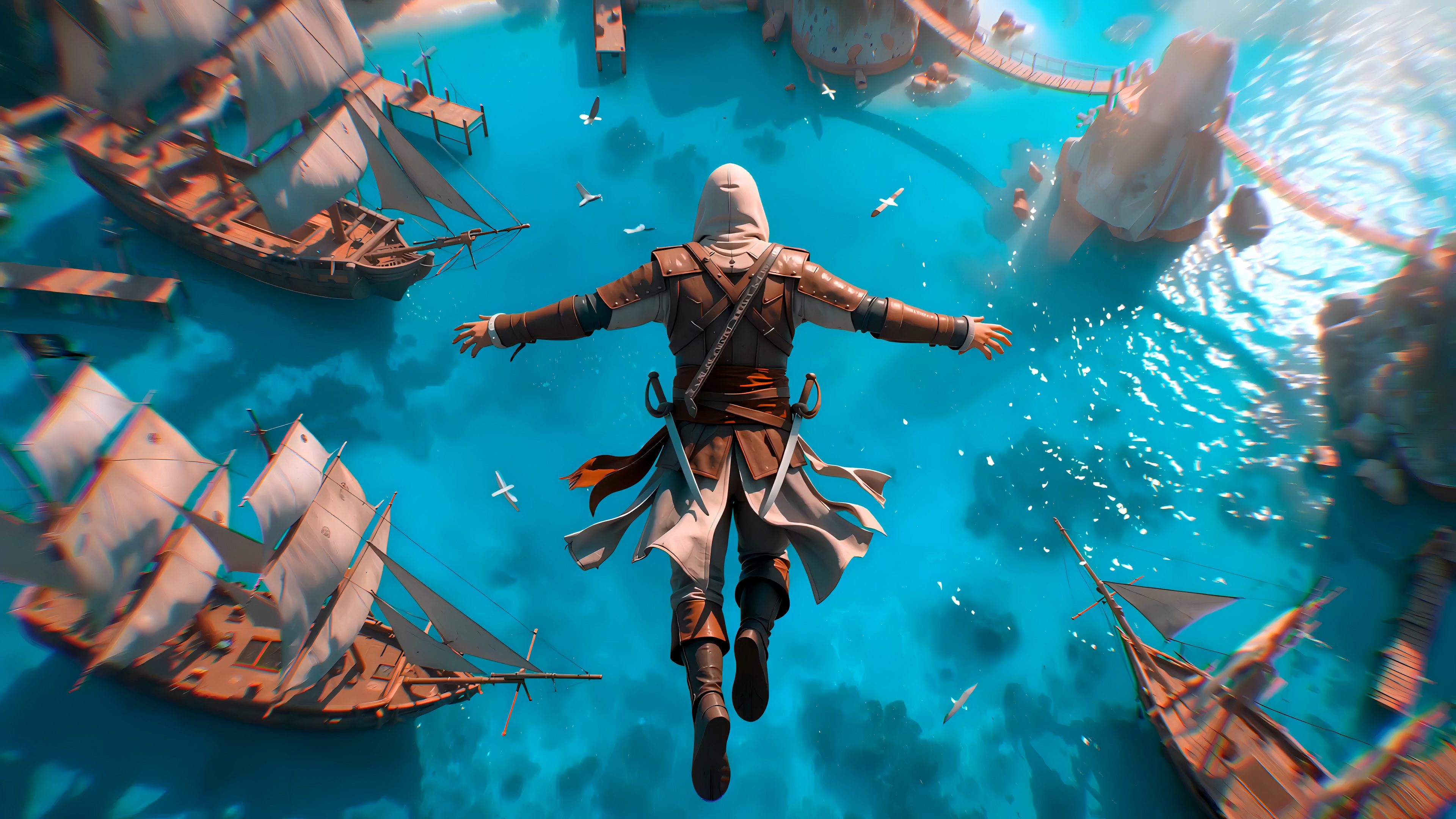 Assassin’s Creed Leap into the Ocean 🌊 4K Live Wallpaper - Gaming Live ...